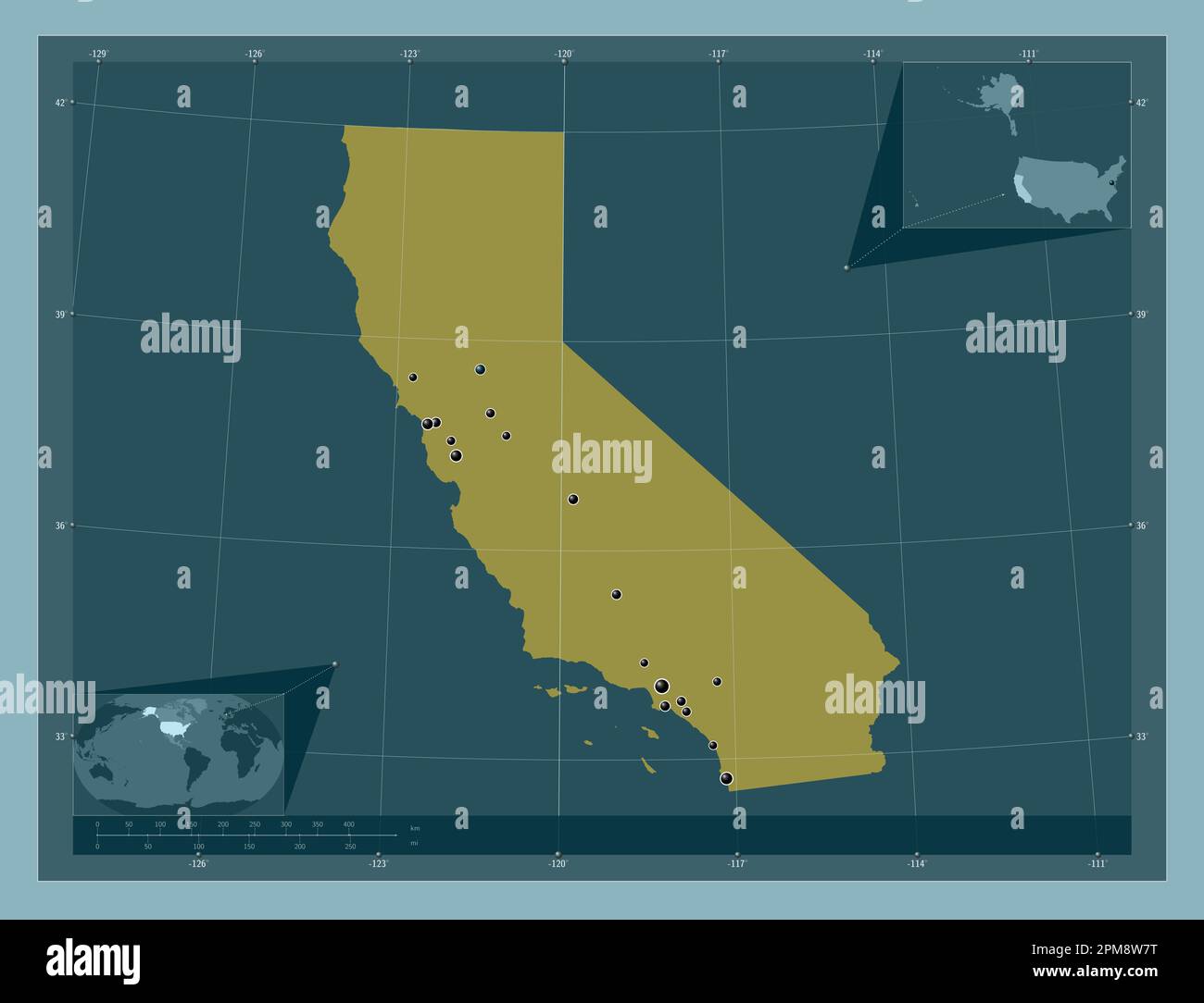 California, state of United States of America. Solid color shape ...