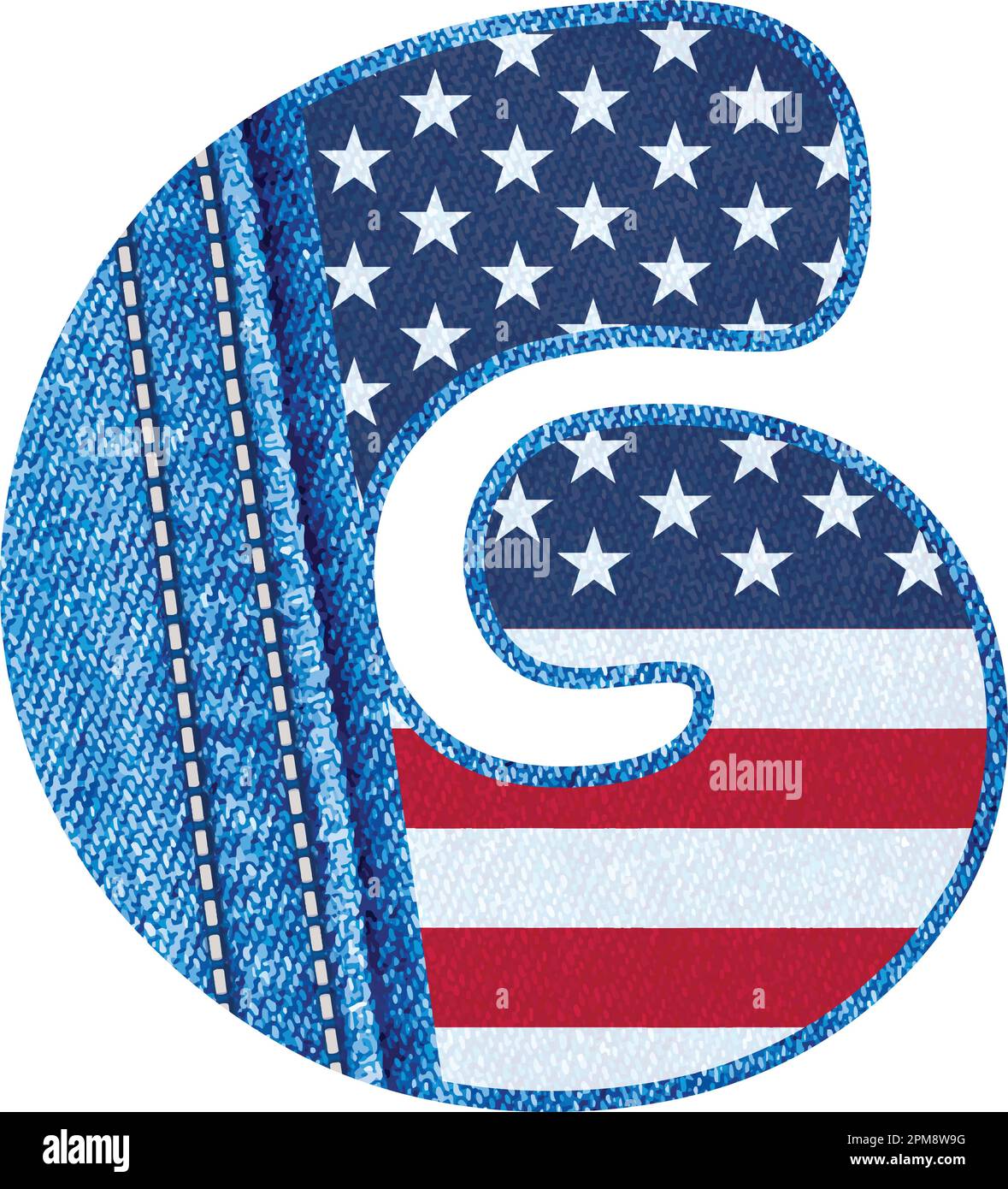 Vector - The Letter G with the texture of blue denim fabric and USA ...