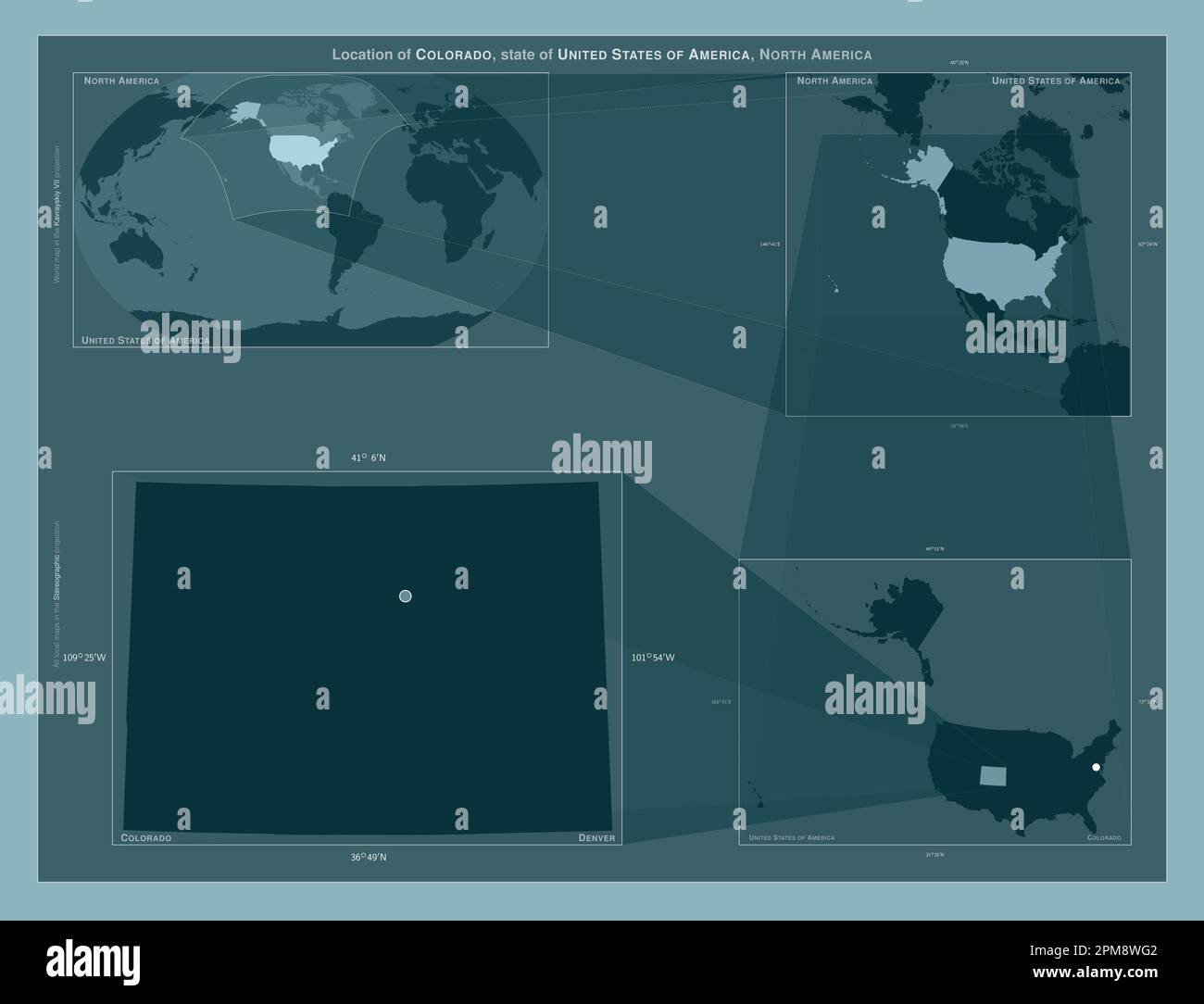 Colorado, state of United States of America. Diagram showing the ...