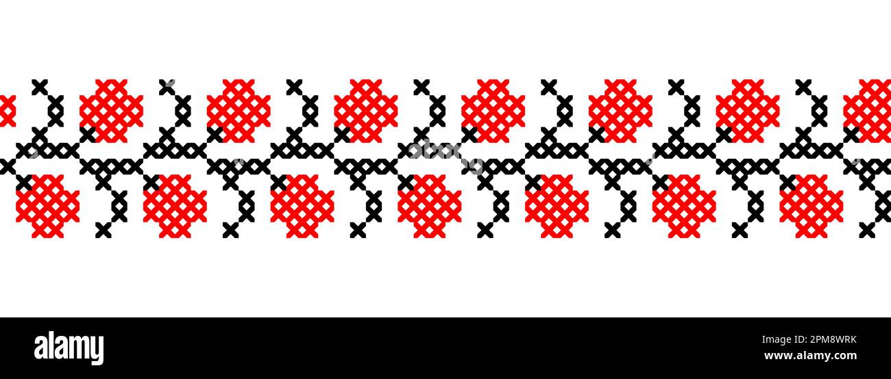 Ukrainian floral vector border pattern, ornament, print. Ukrainian folk ...