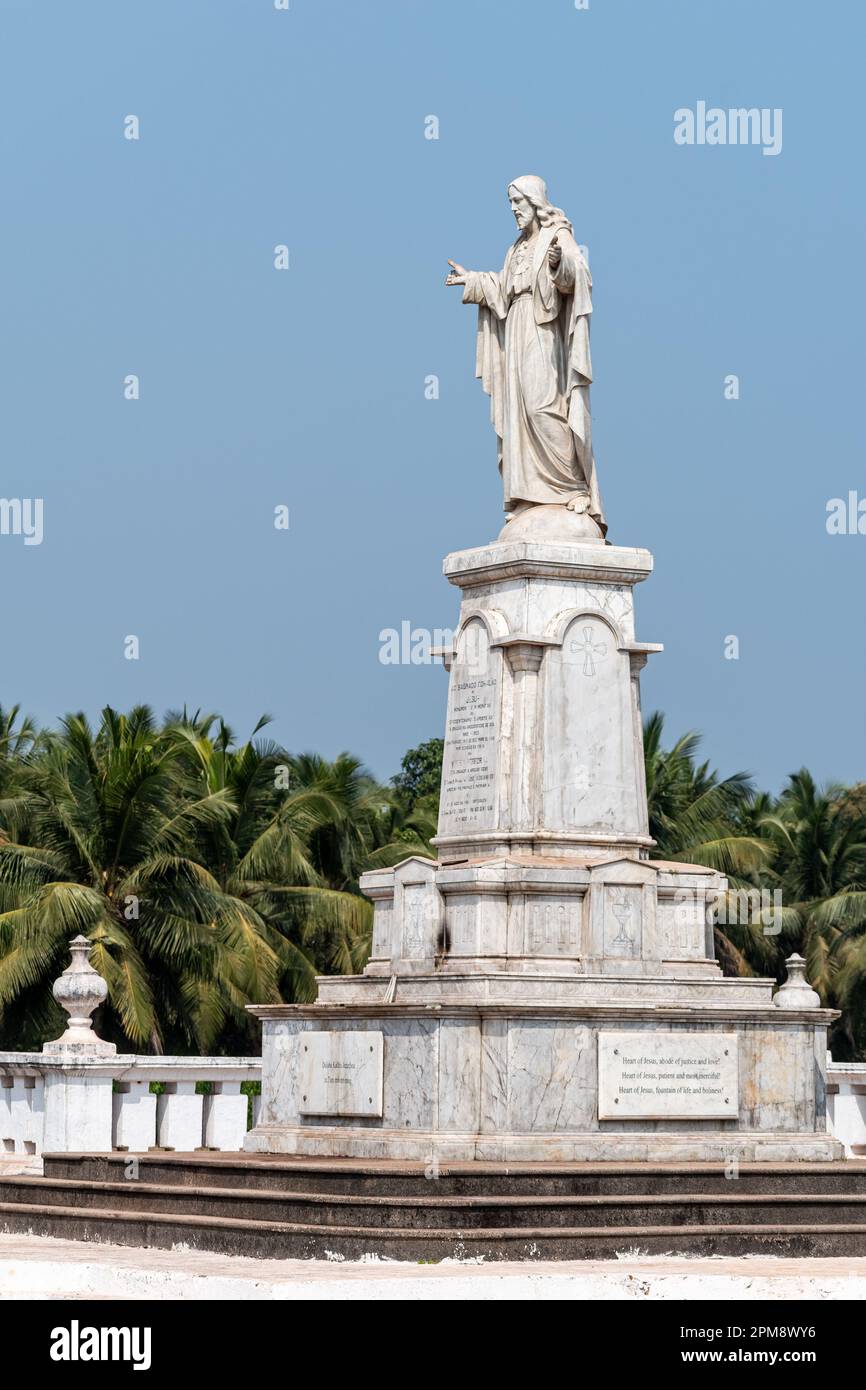 Old Goa, India - January 2023: The statue of Jesus Christ at the ...