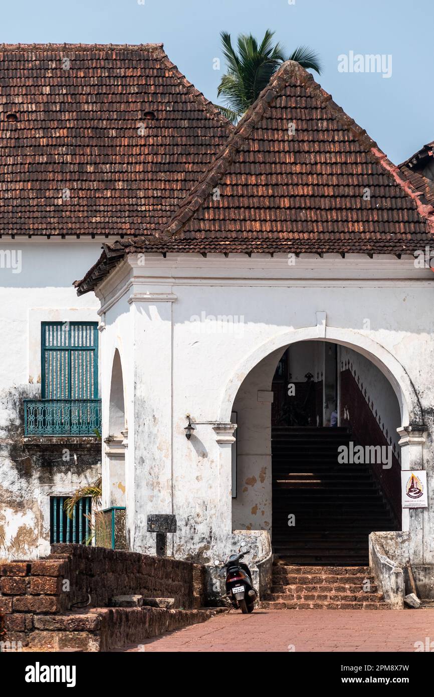 Old Goa, India - January 2023: Arched entrance to an old Portuguese era ...