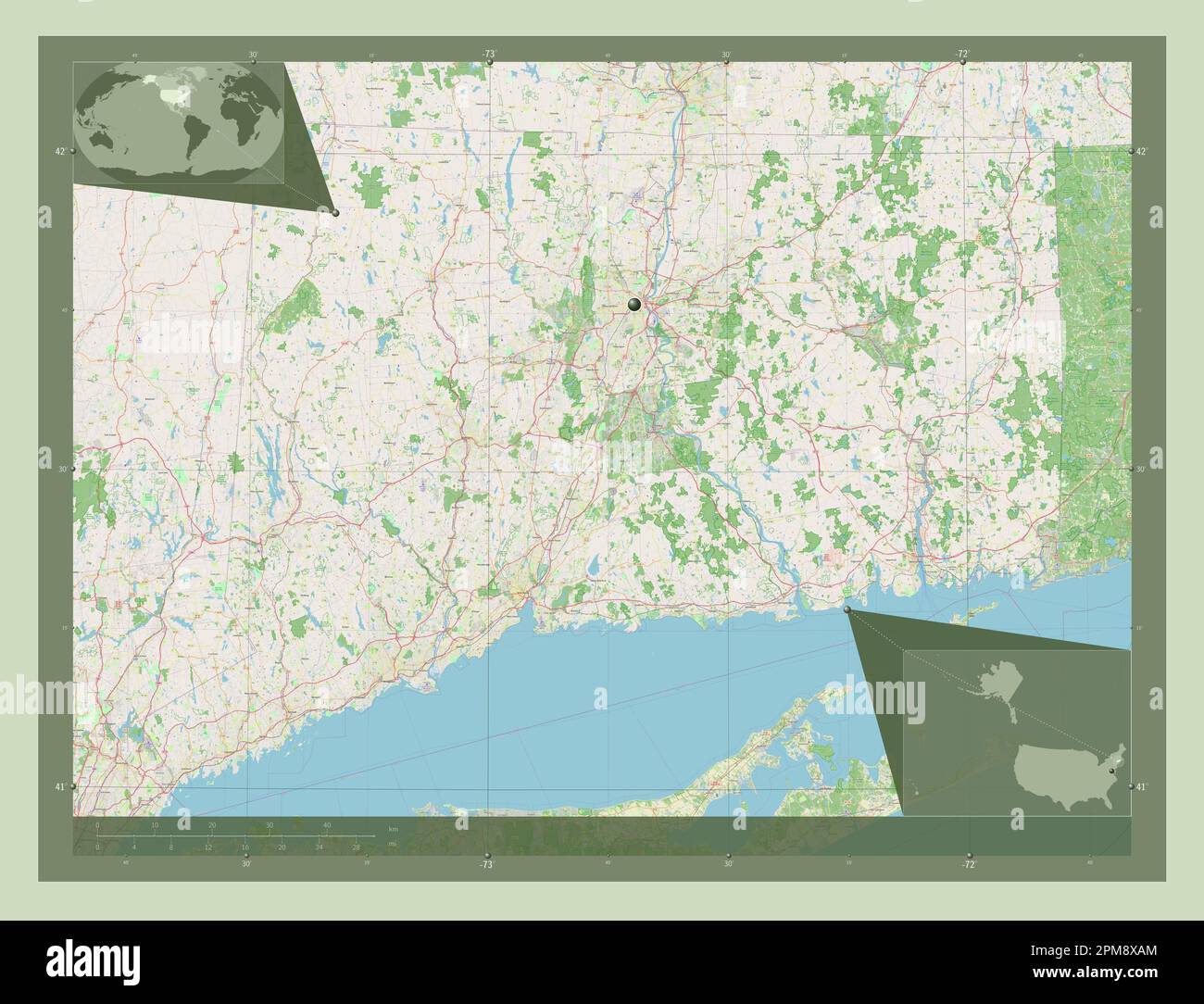 Connecticut, state of United States of America. Open Street Map. Corner ...
