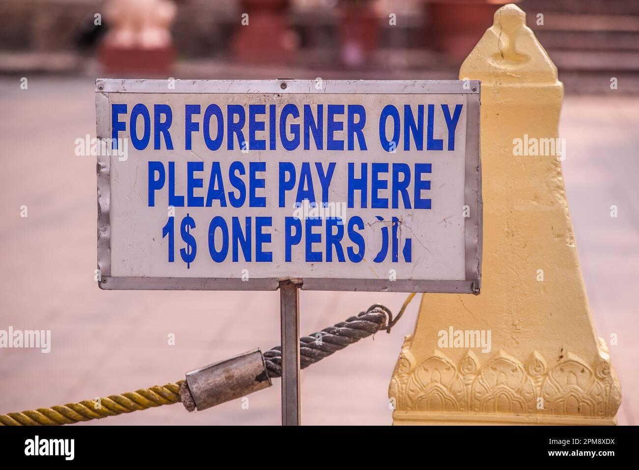 Entrance sign for Wat Phnom. only foreigners have to pay. Phnom Penh ...