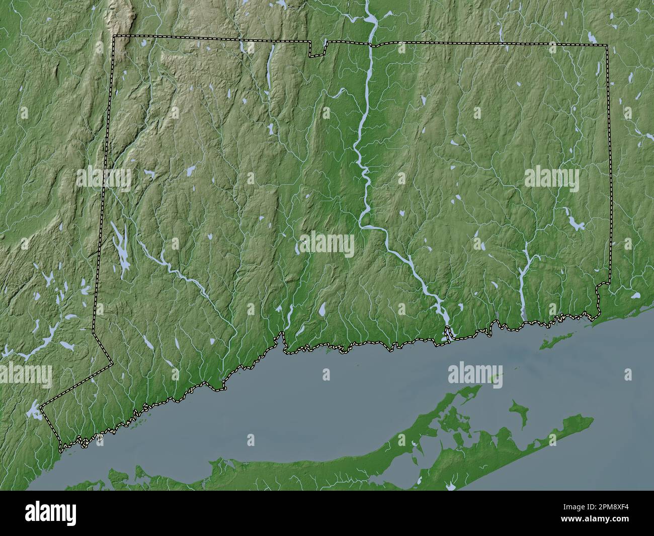 Connecticut, state of United States of America. Elevation map colored ...