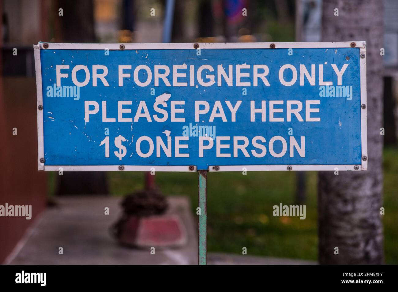 Entrance sign for Wat Phnom. only foreigners have to pay. Phnom Penh ...