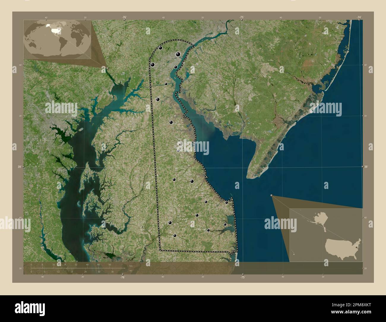 Delaware, state of United States of America. High resolution satellite ...