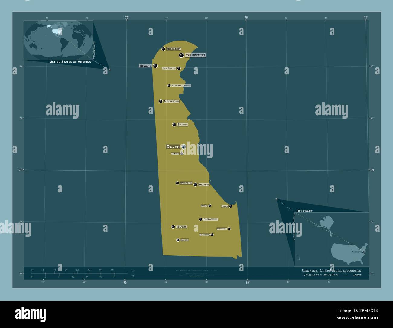 Delaware, state of United States of America. Solid color shape ...
