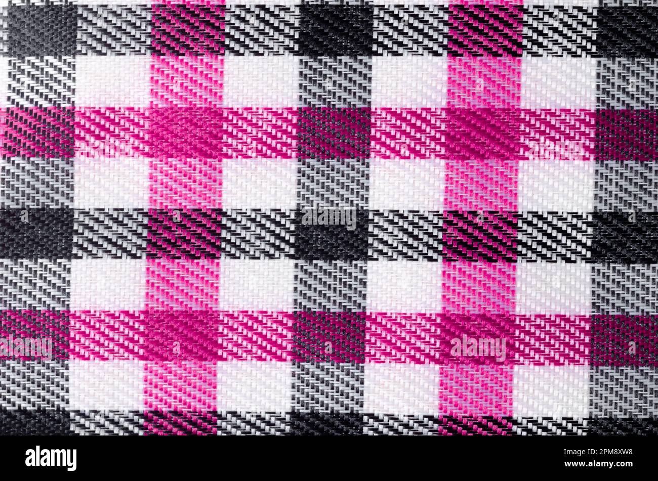 Pink and Black color Gingham pattern fabric texture as background. Pink ...