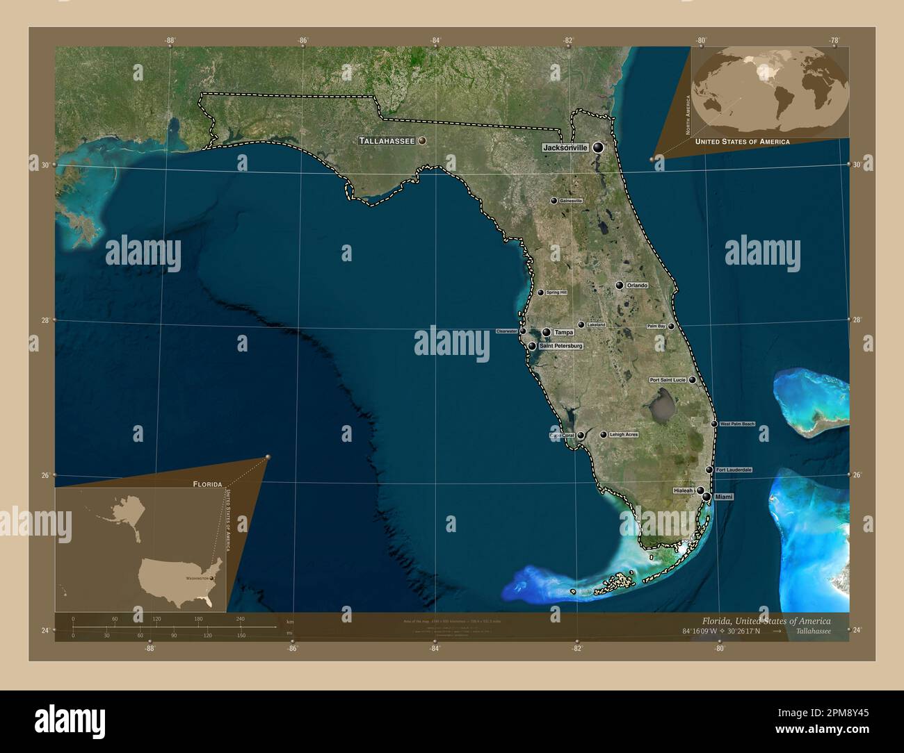 Florida, state of United States of America. Low resolution satellite ...