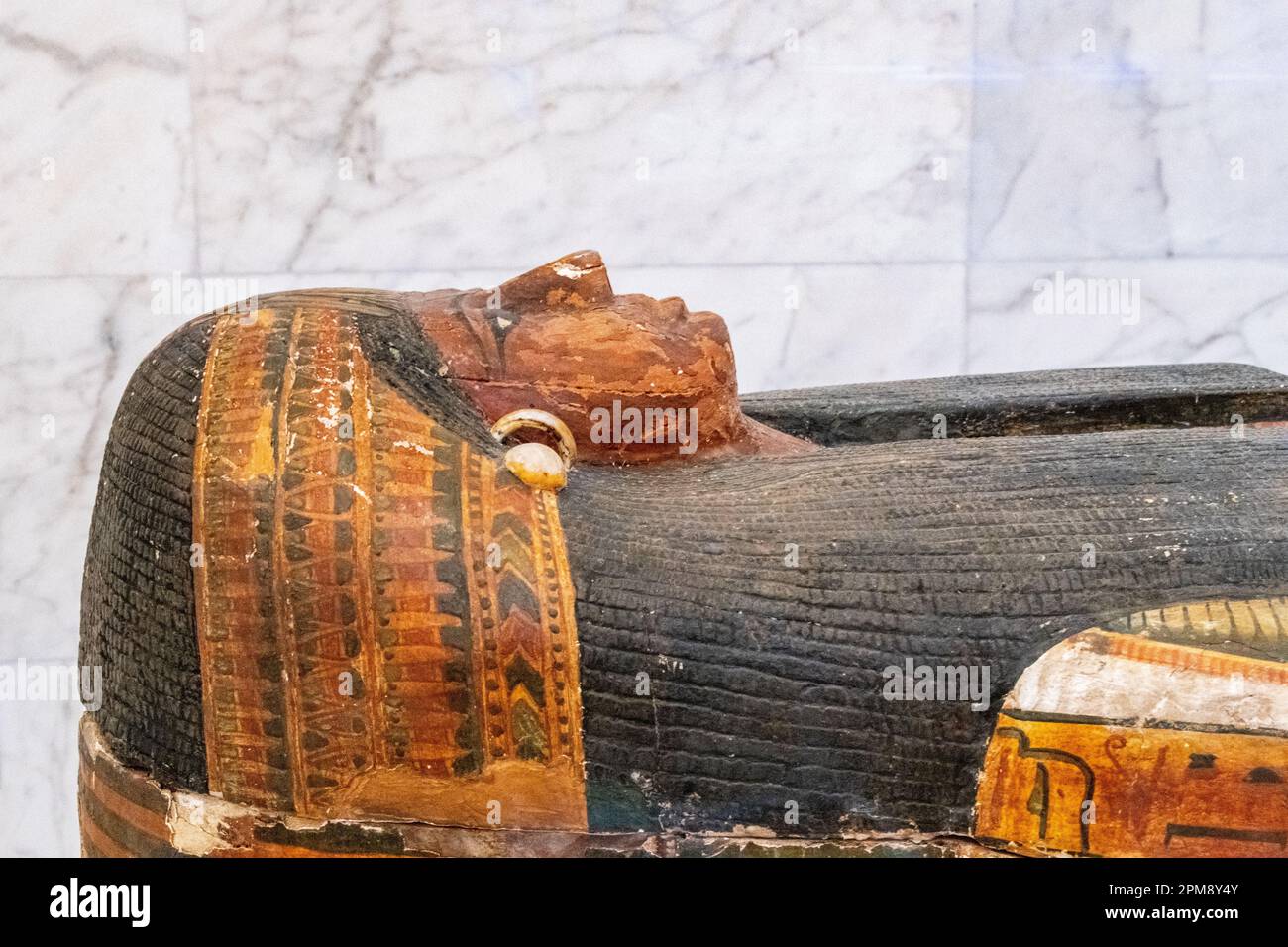 The ancient outer coffin of Lady Isis at the National Museum of ...