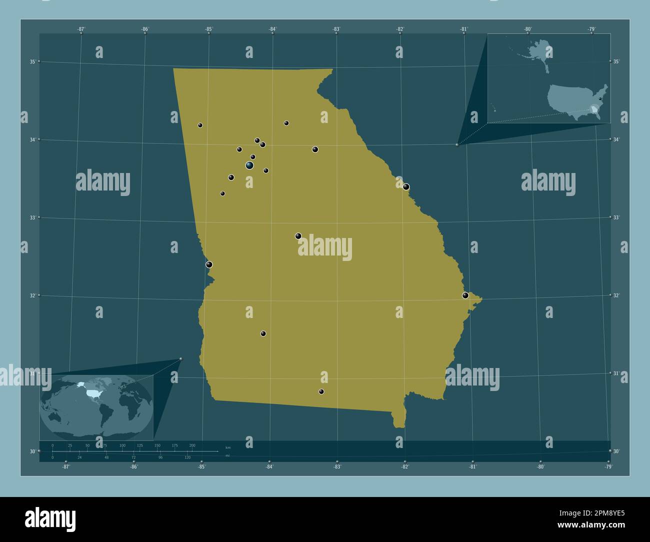 Georgia, state of United States of America. Solid color shape ...