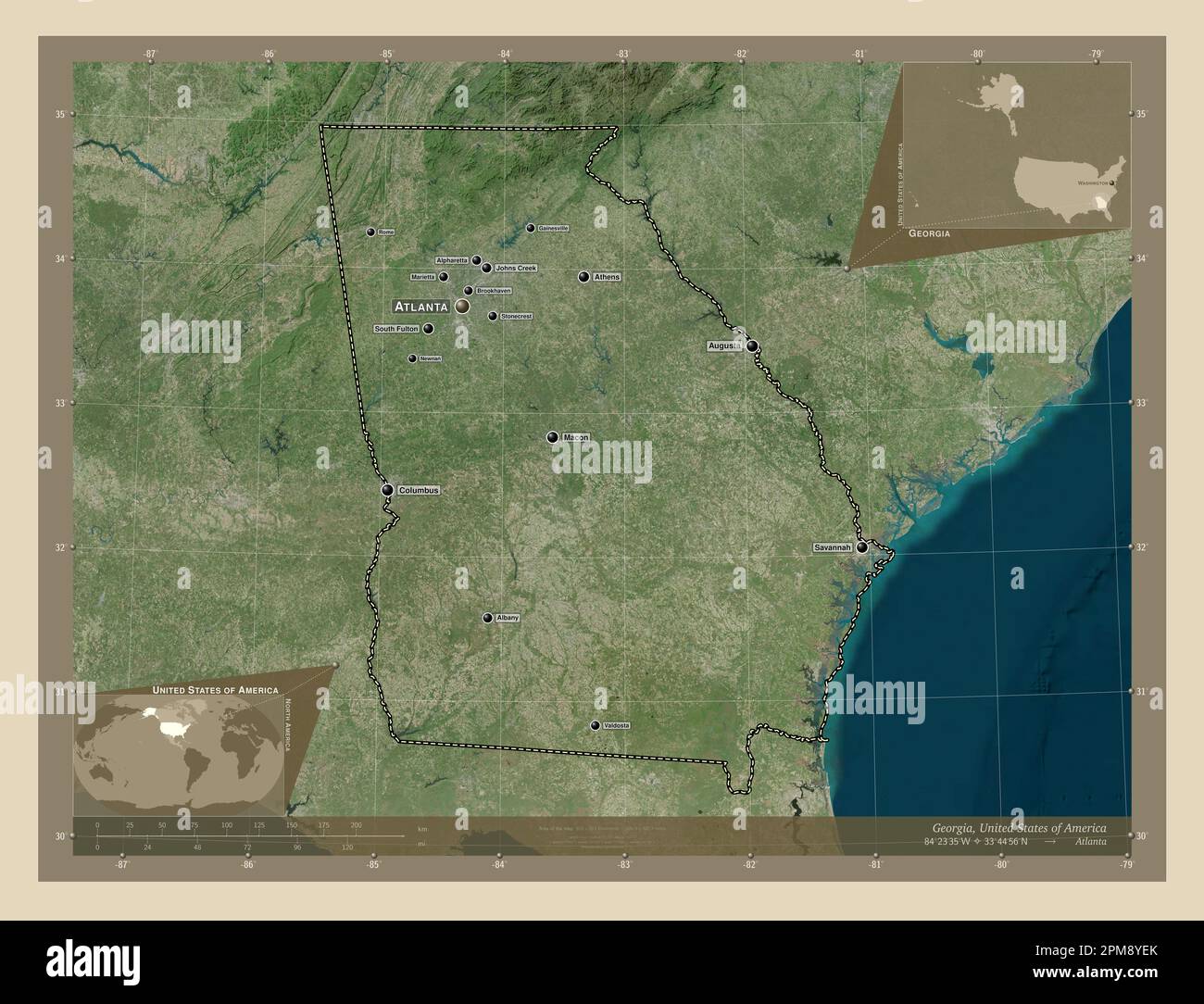 Georgia, state of United States of America. High resolution satellite ...