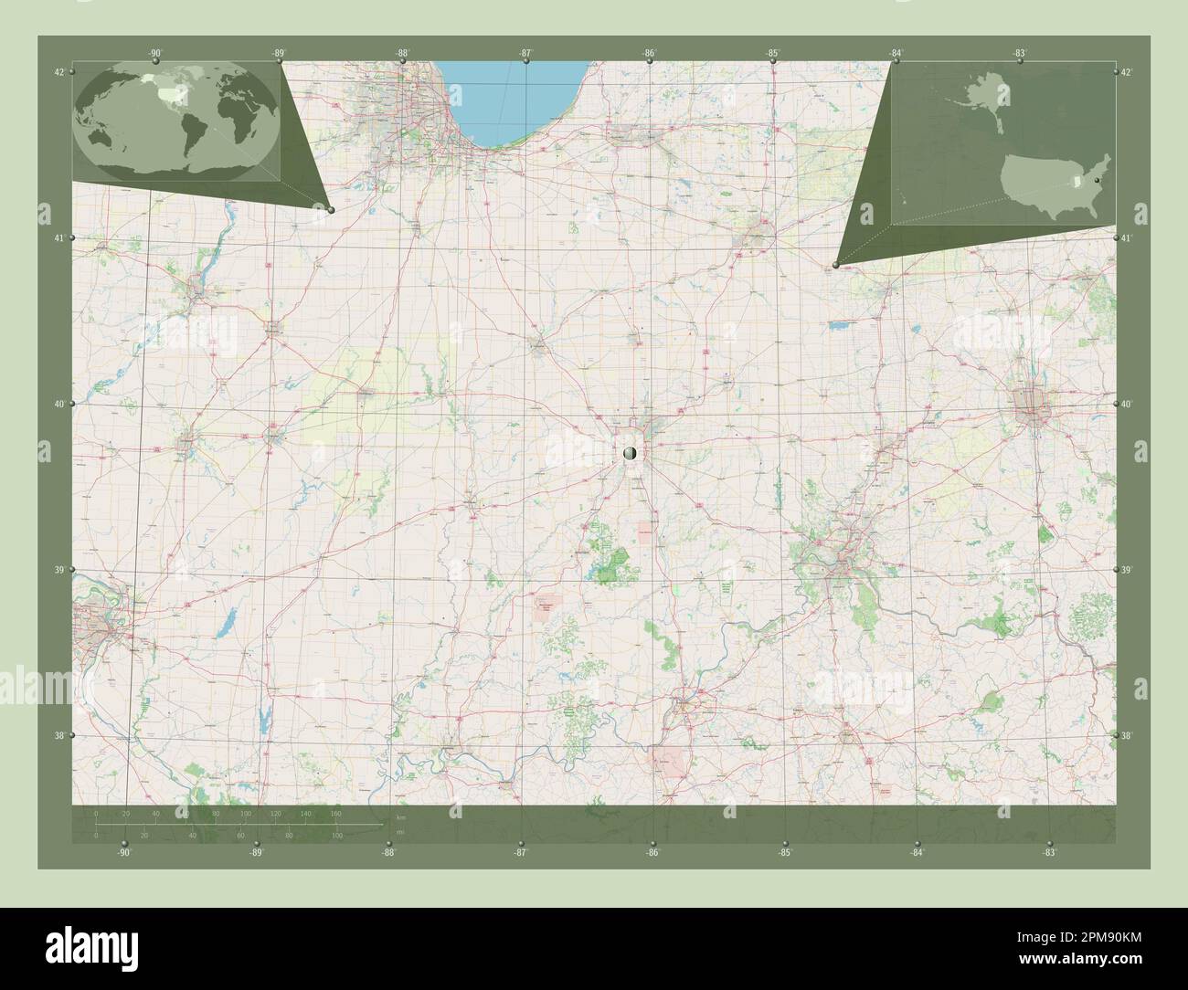 Indiana, state of United States of America. Open Street Map. Corner ...