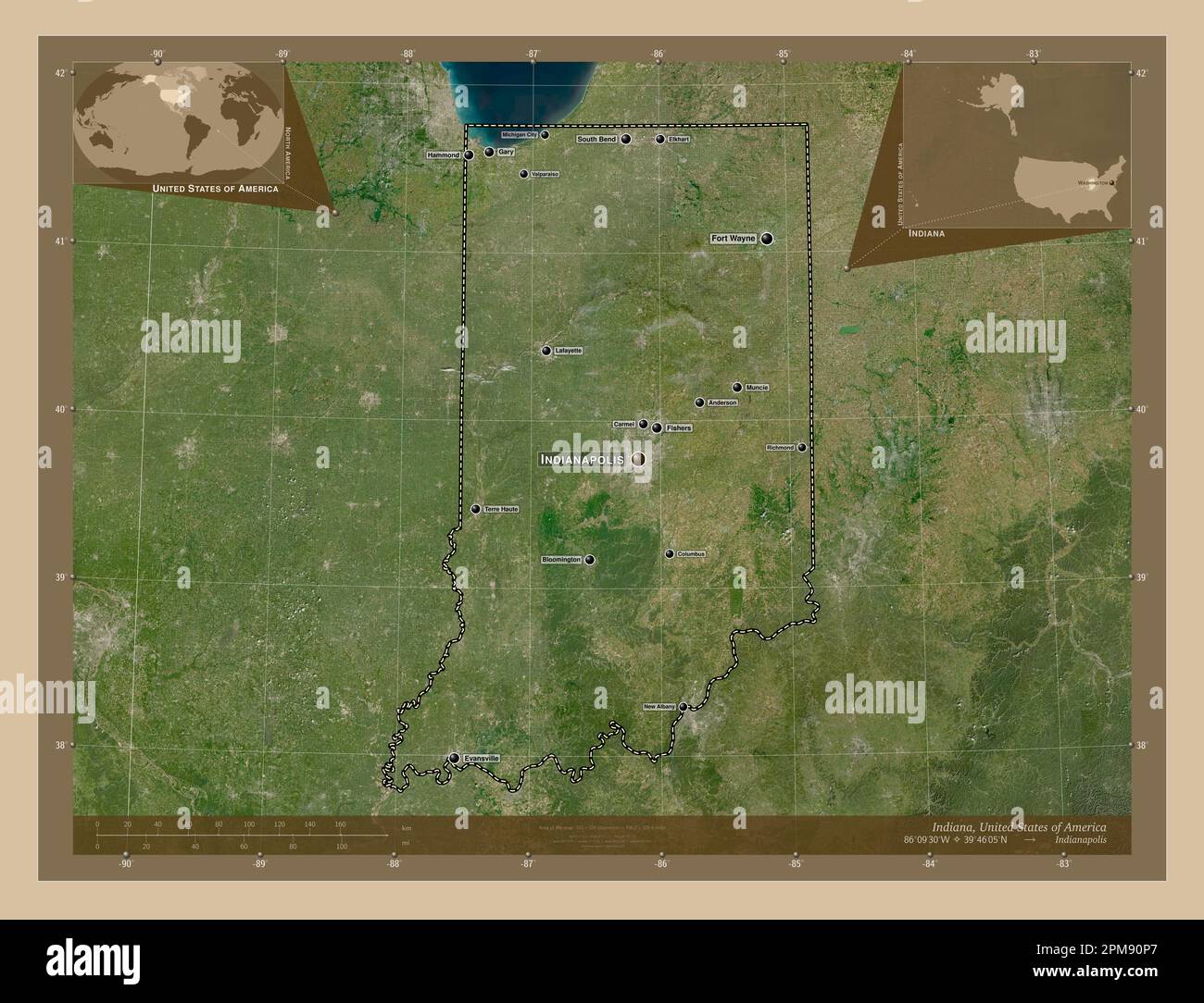Indiana, state of United States of America. Low resolution satellite ...