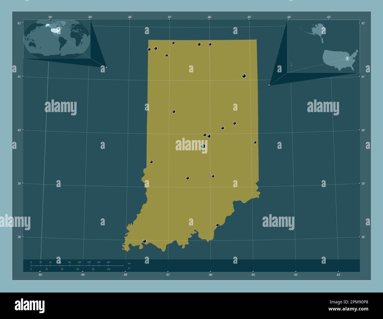Indiana, state of United States of America. Solid color shape ...