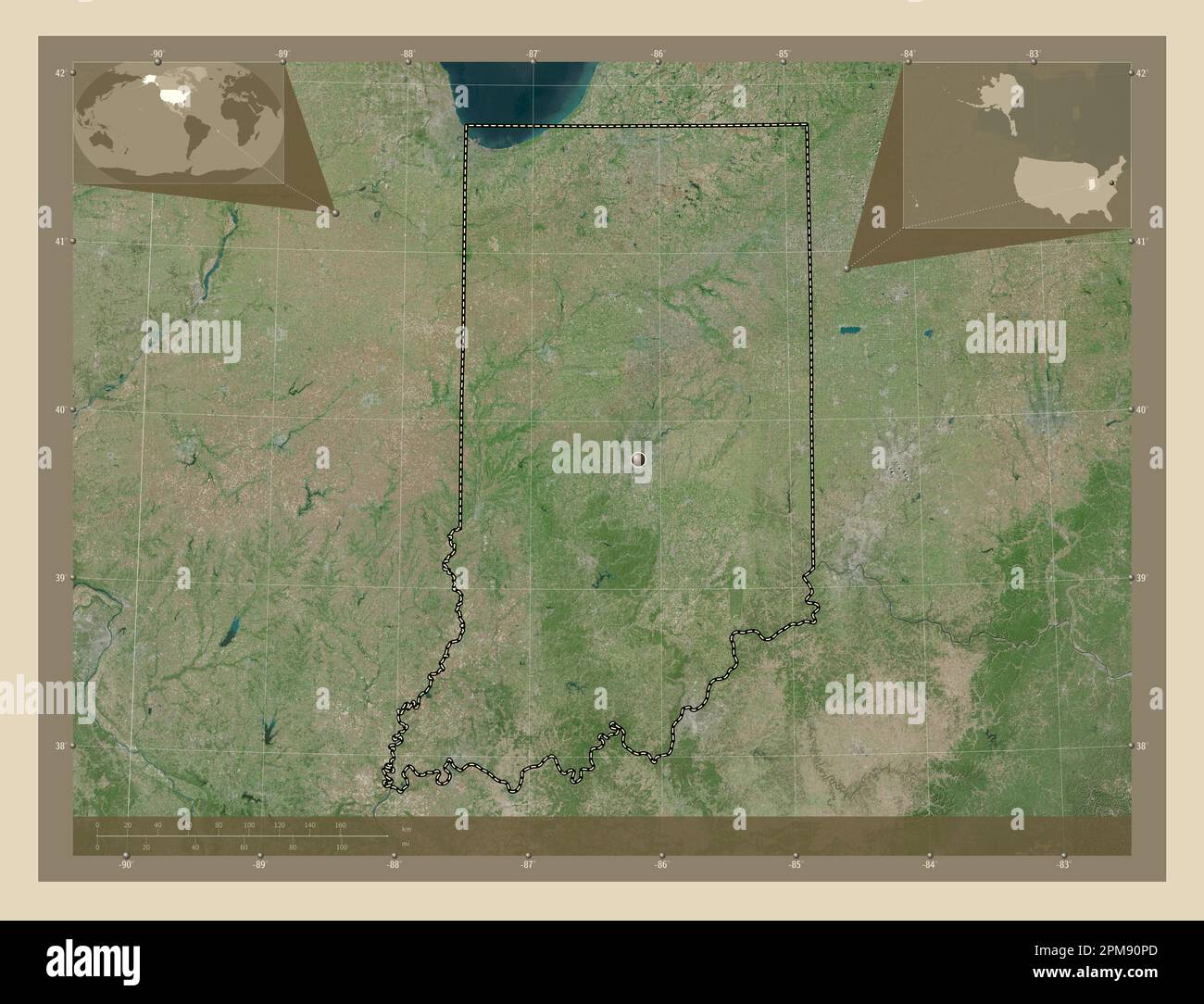 Indiana, state of United States of America. High resolution satellite ...