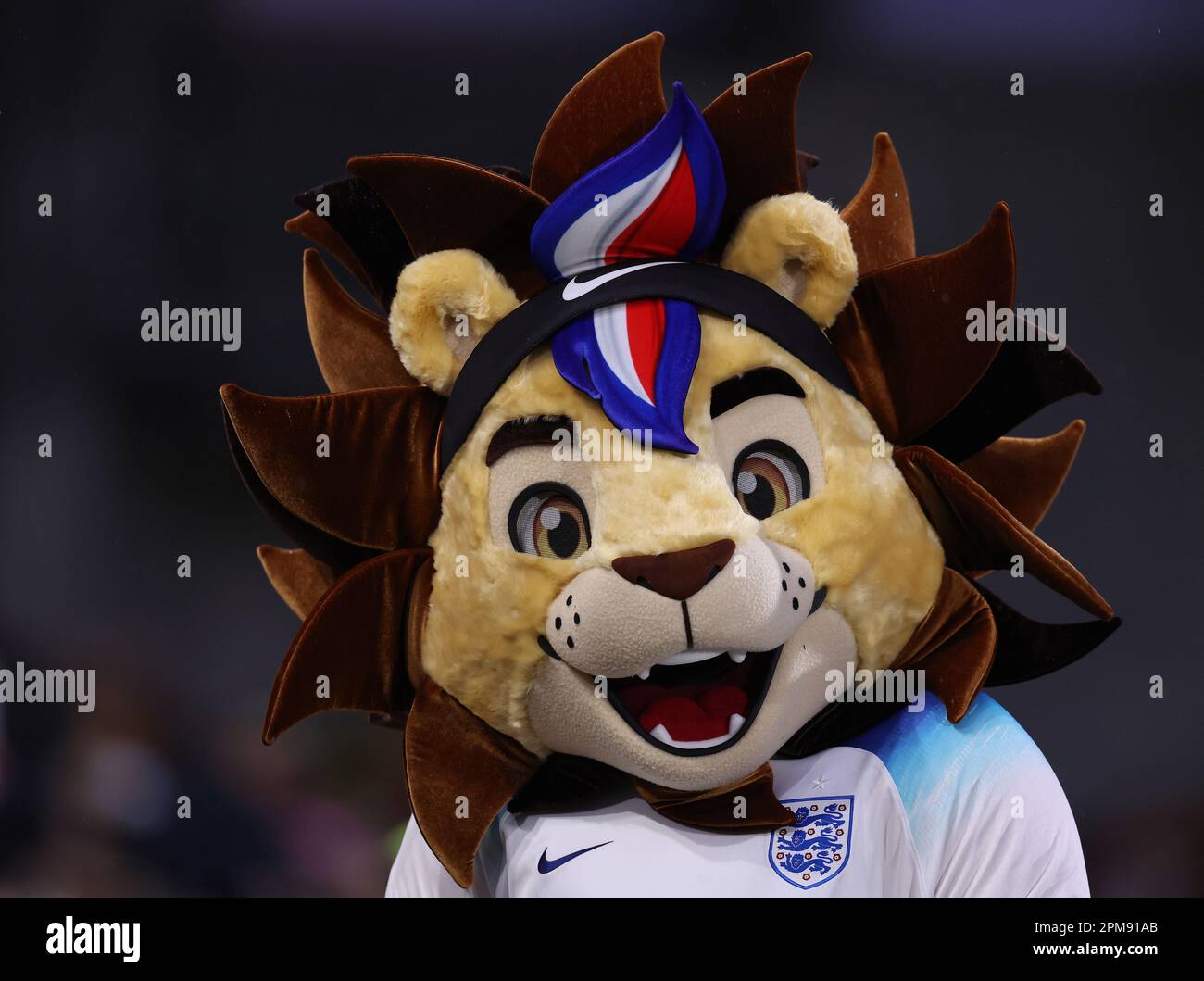 London, UK. 11th Apr, 2023. The England lion mascot during the International Friendly match at ...