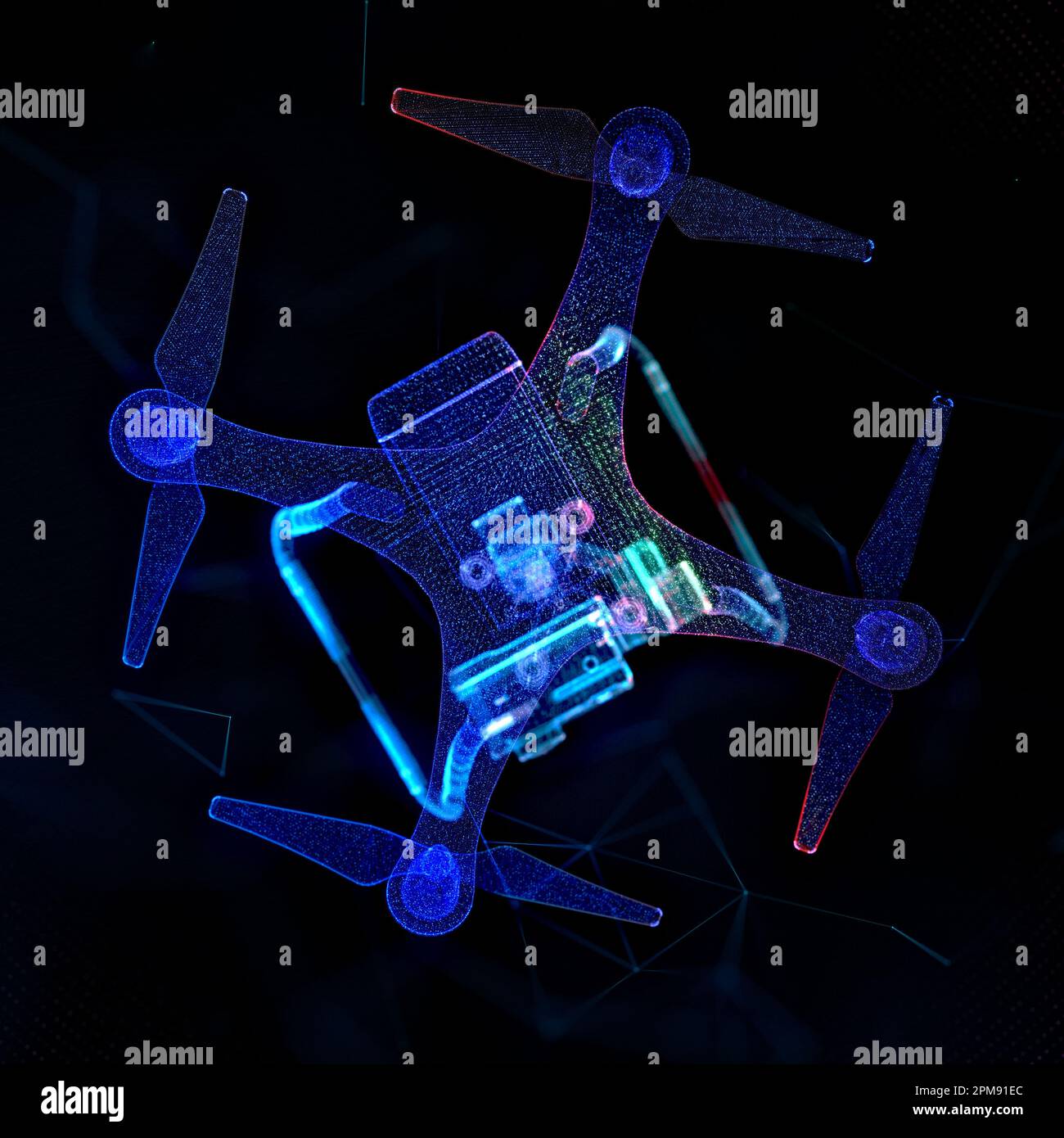 Quadcopter low poly design, drone polygonal on a dark blue background ...