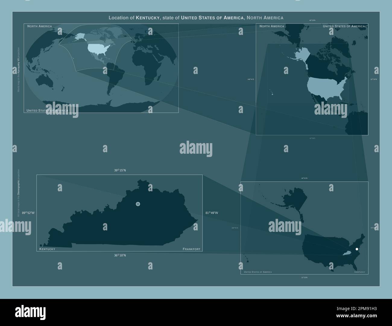 Kentucky, state of United States of America. Diagram showing the ...