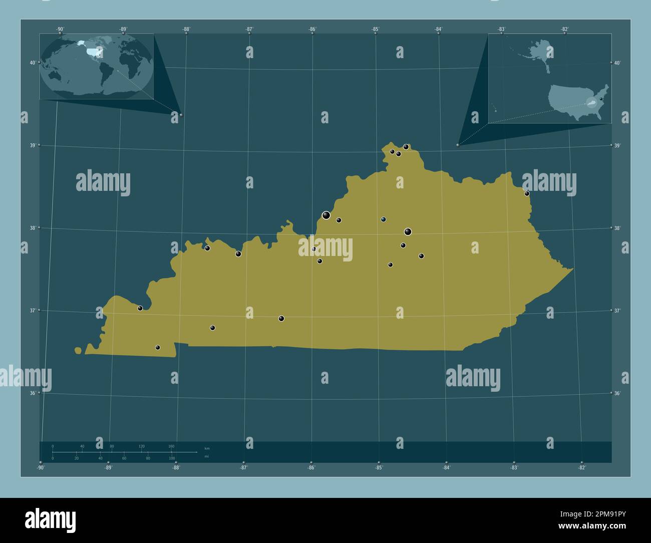 Kentucky, state of United States of America. Solid color shape ...