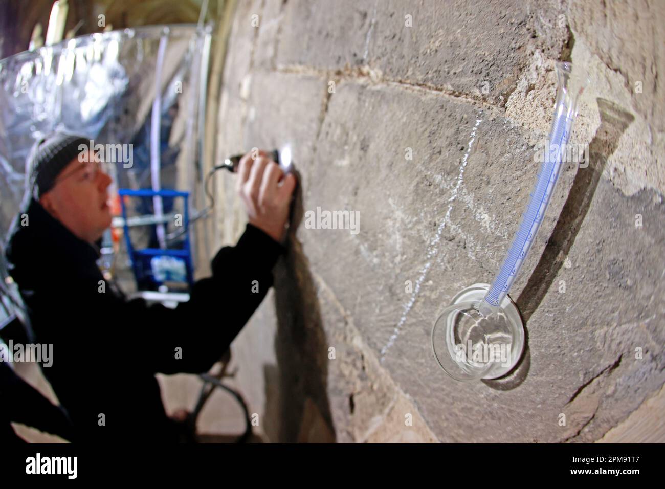 12 April 2023, Saxony-Anhalt, Halberstadt: A special tube is used to ...