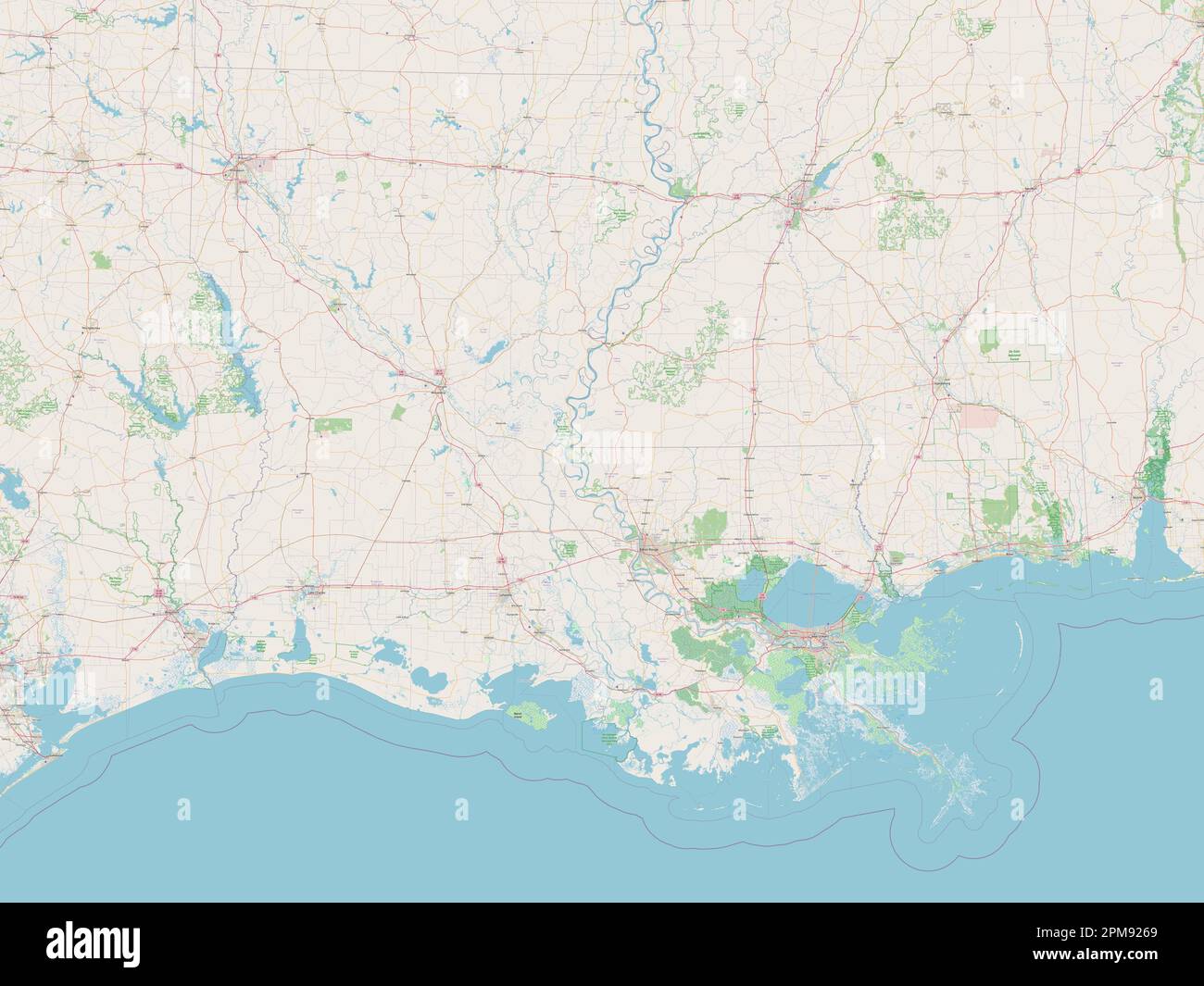 Louisiana, state of United States of America. Open Street Map Stock ...