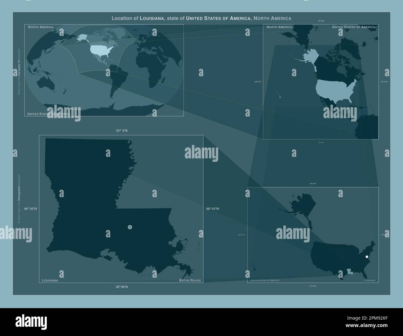 Louisiana, state of United States of America. Diagram showing the ...
