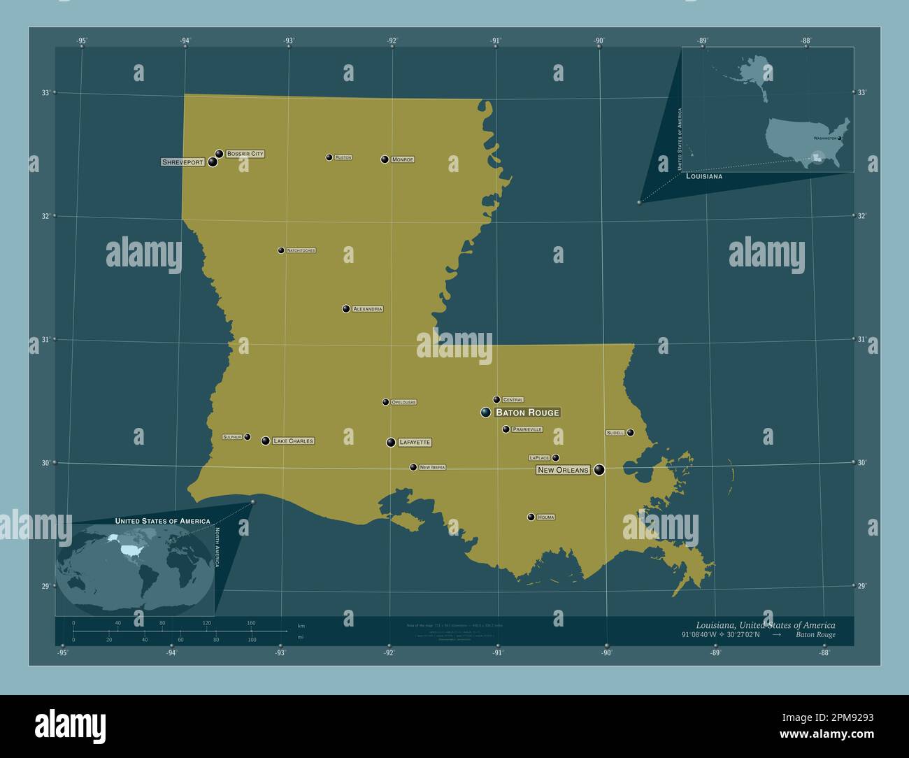 Louisiana, state of United States of America. Solid color shape ...