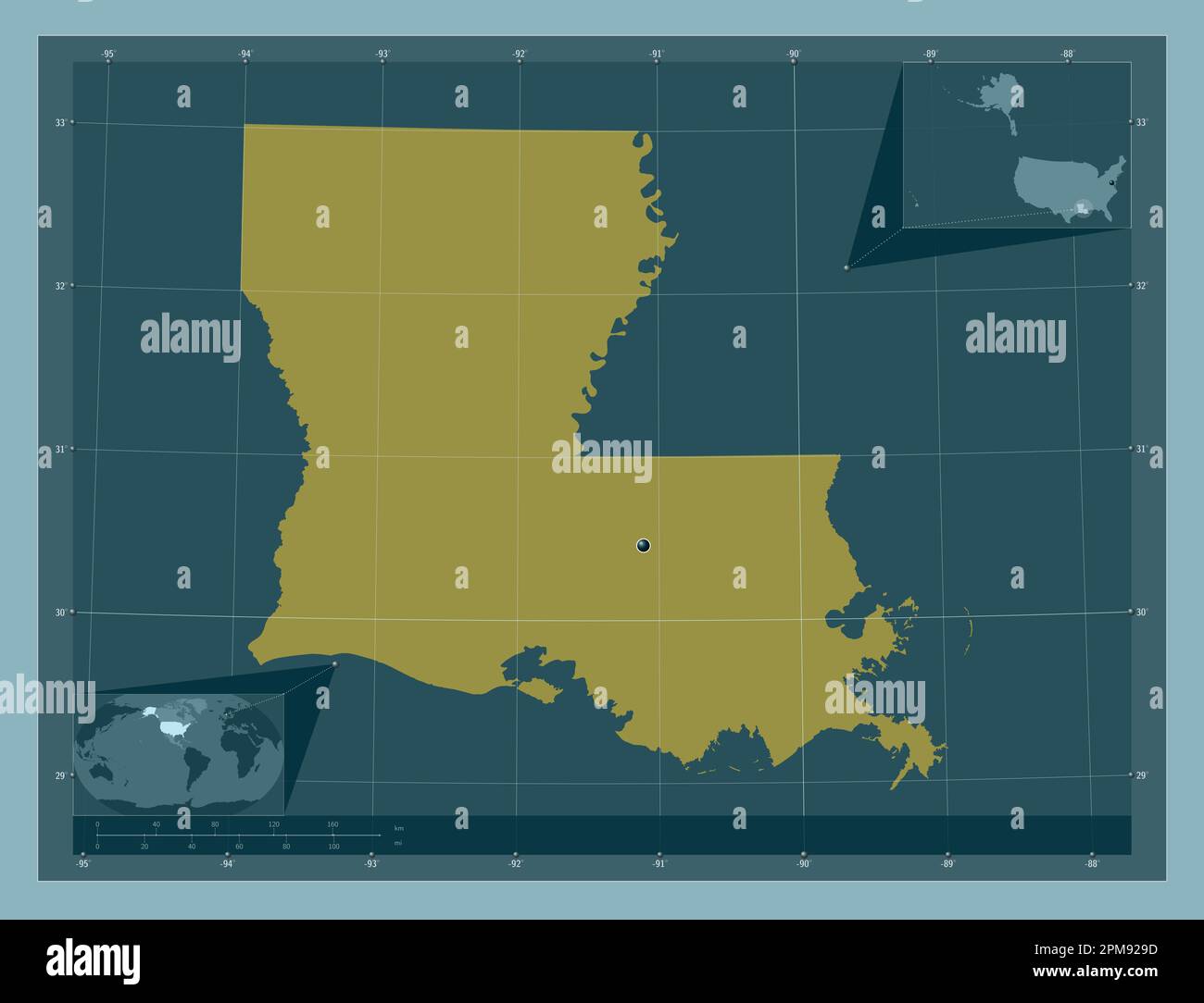 Louisiana, state of United States of America. Solid color shape. Corner ...