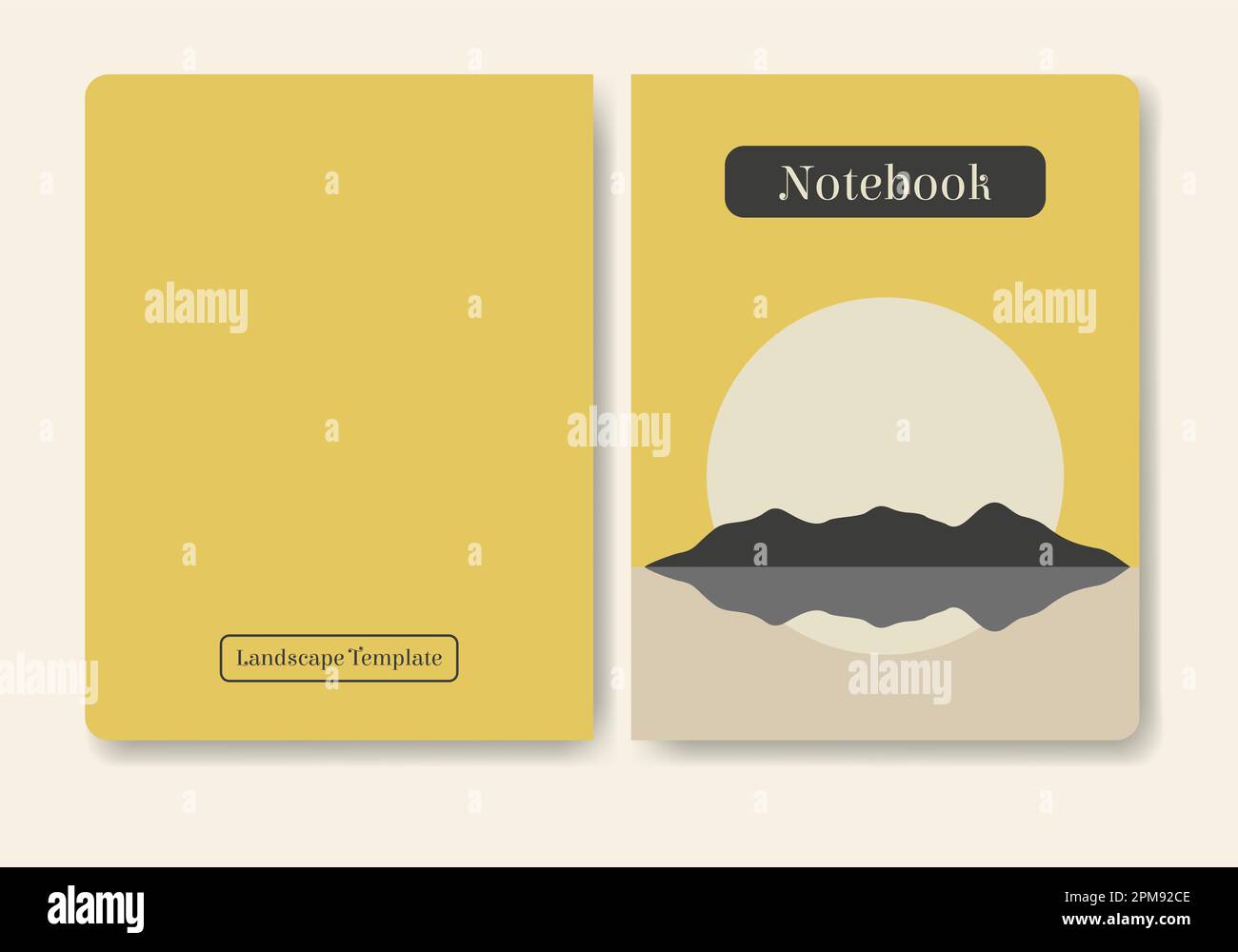 Japanese mountains landscape template for notebook. Sunrise and lake ...