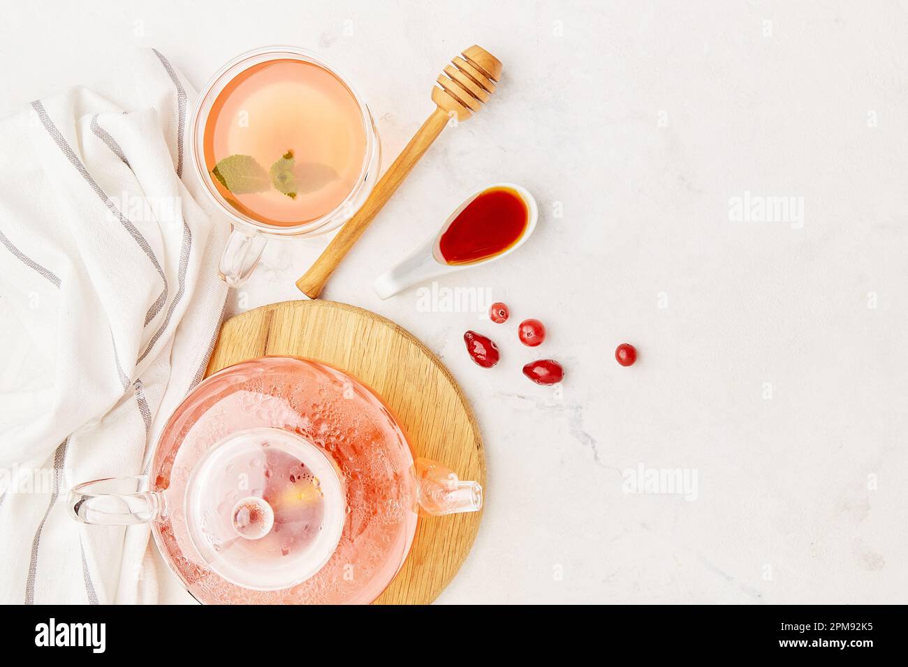 Organic natural healthy tea with cranberry, dogwood and mint. Aesthetic ...