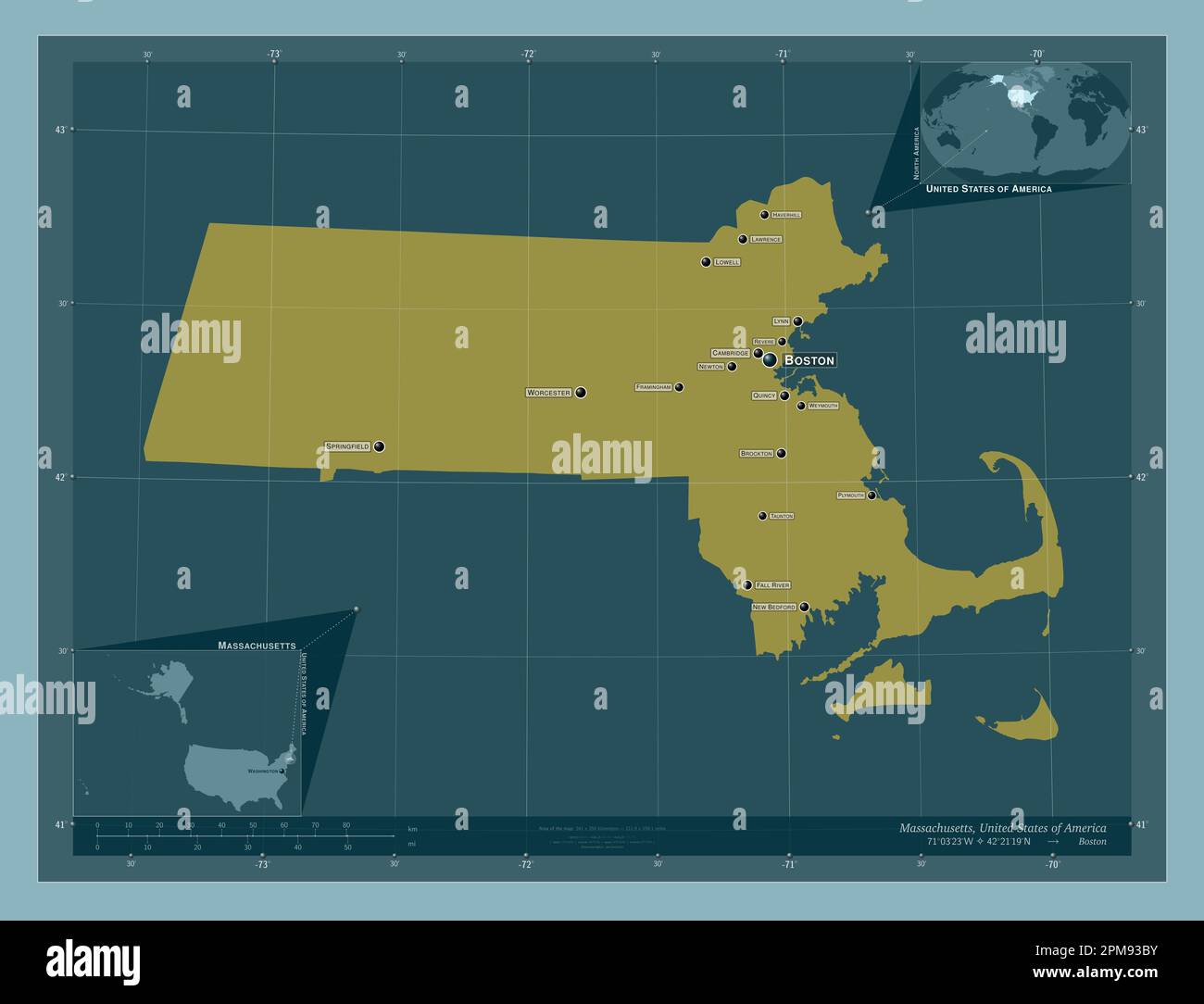 Massachusetts, state of United States of America. Solid color shape ...