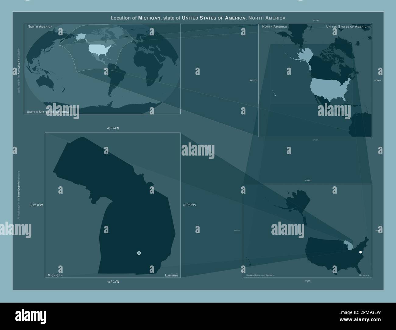 Michigan, state of United States of America. Diagram showing the ...