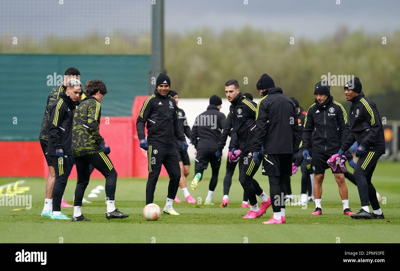 Manchester United players during the training session at the AON ...