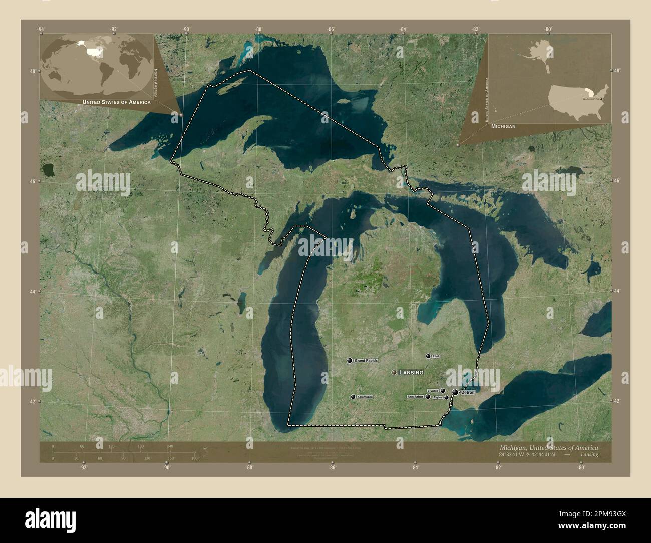 Michigan, state of United States of America. High resolution satellite ...
