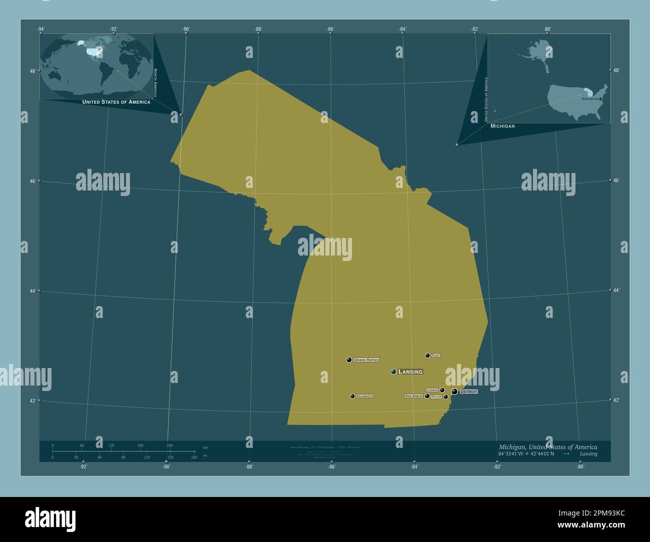 Michigan, state of United States of America. Solid color shape ...