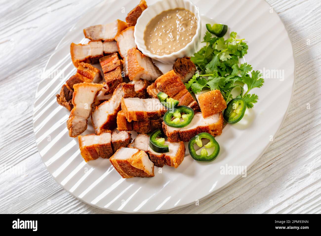 Lechon Kawali, filipino crispy fried pork belly with liver sauce and ...