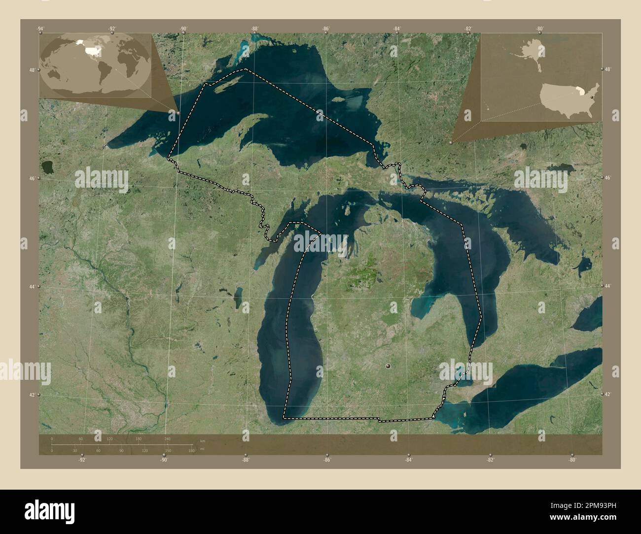Michigan, state of United States of America. High resolution satellite ...