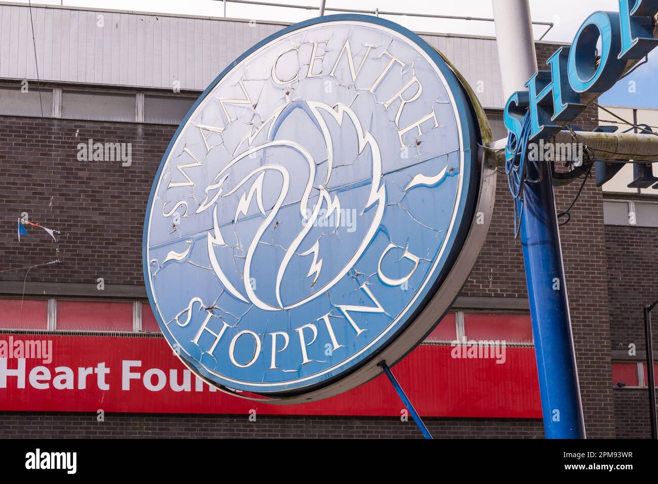 The old Swan Centre 1970's shopping centre in Kidderminster town centre ...