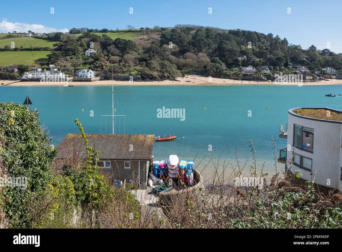 View across the Salcombe Estuary looking from Salcombe to East ...