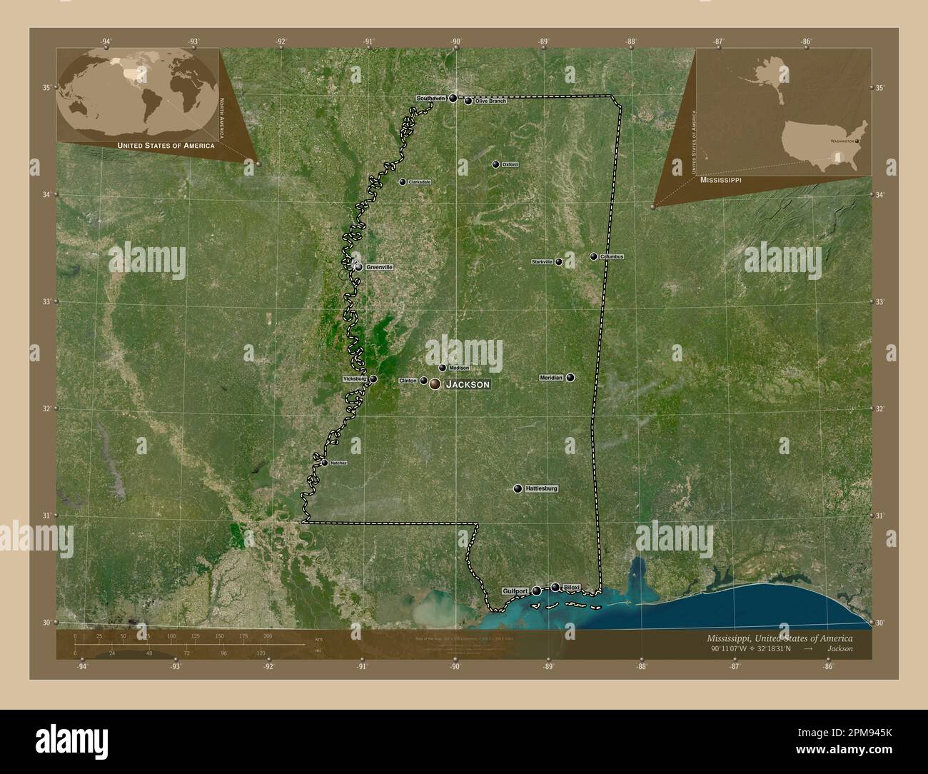 Mississippi, state of United States of America. Low resolution ...