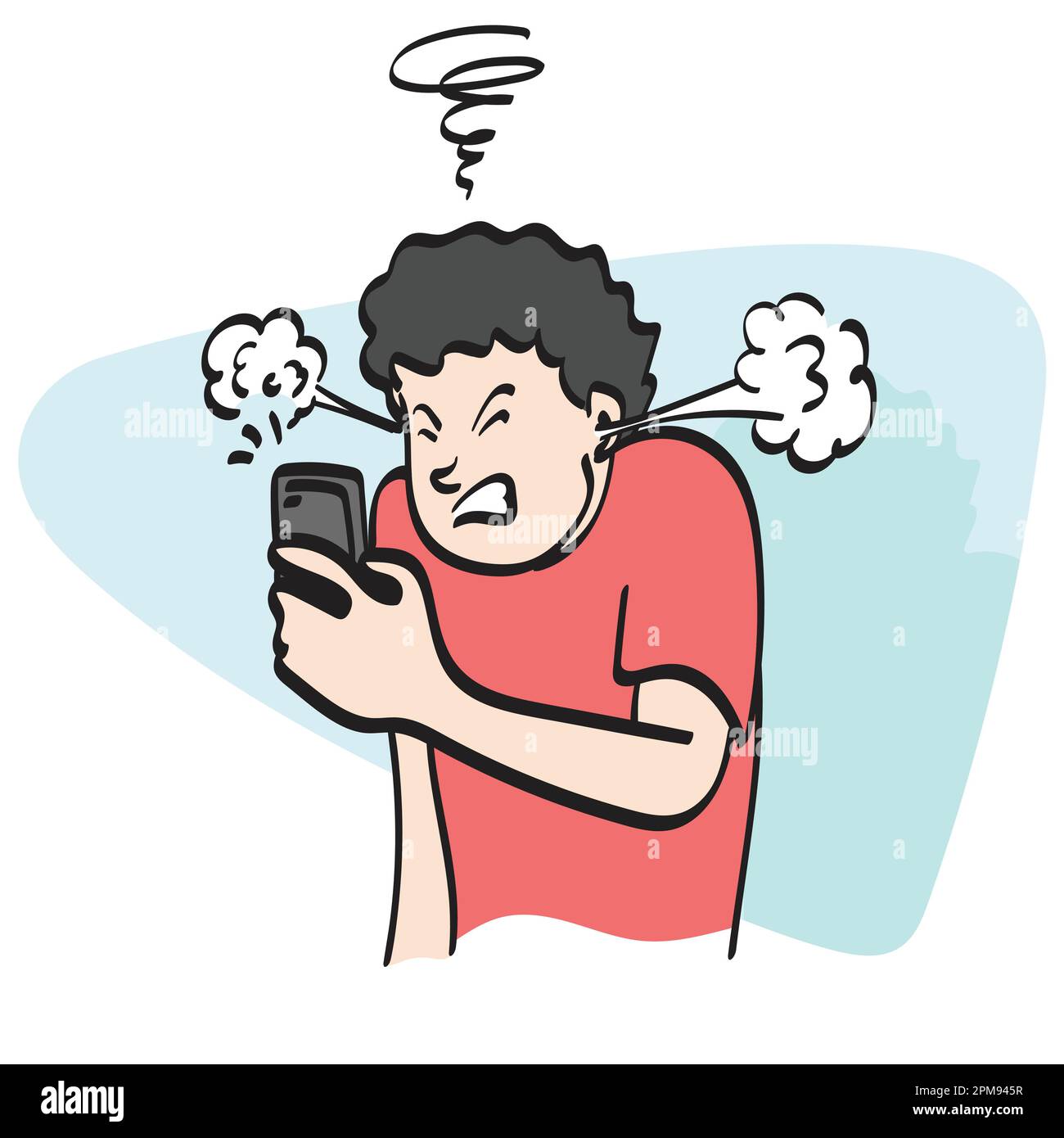 line art angry man with smartphone illustration vector hand drawn ...