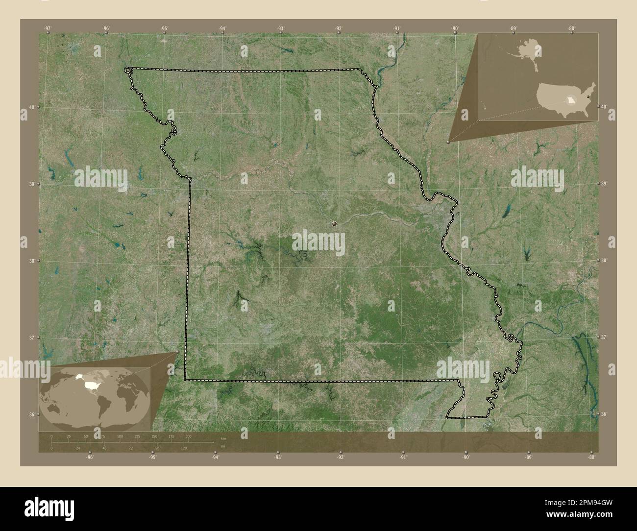 Missouri, state of United States of America. High resolution satellite ...