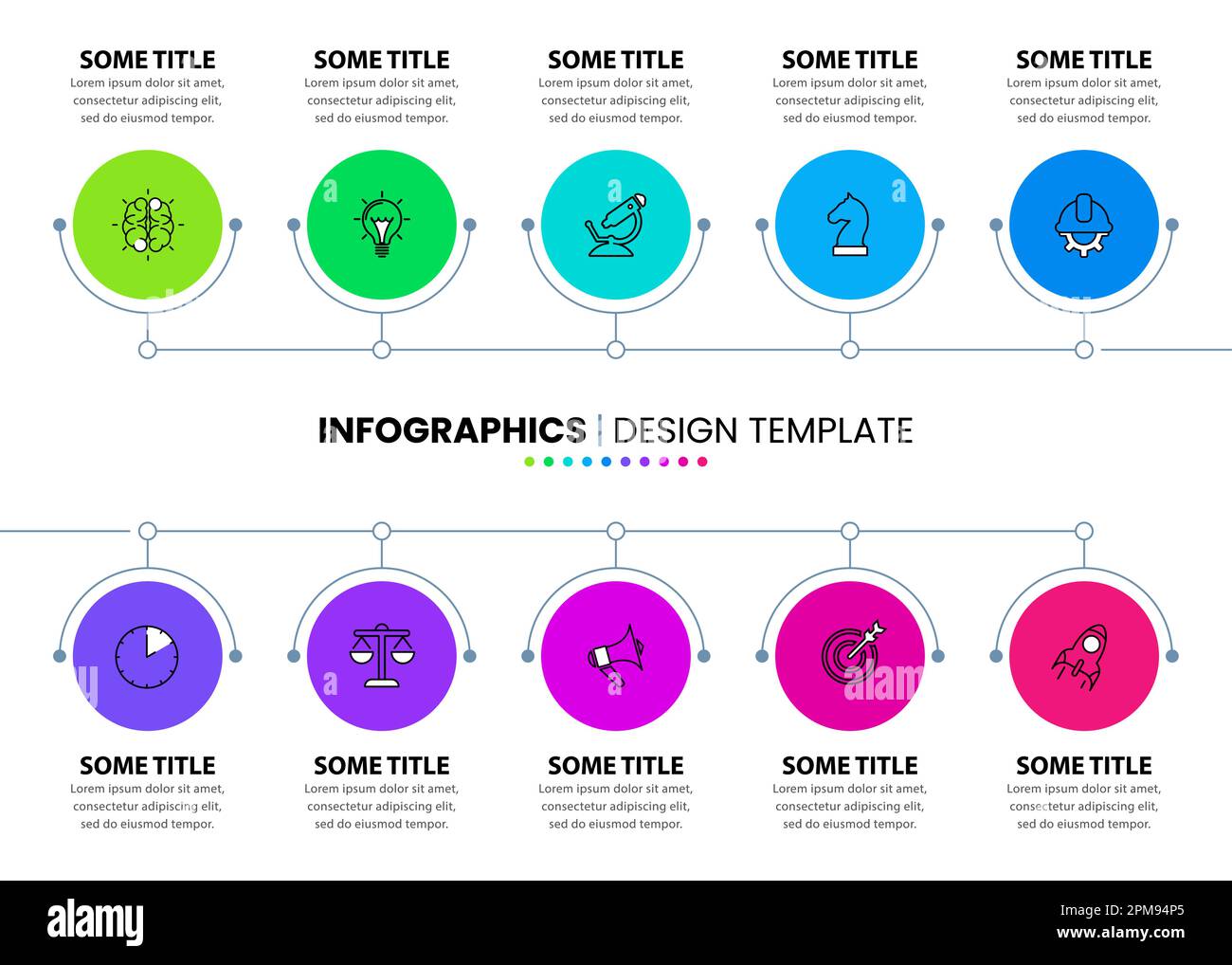 Infographic template with icons and 10 options or steps. Circles. Can ...