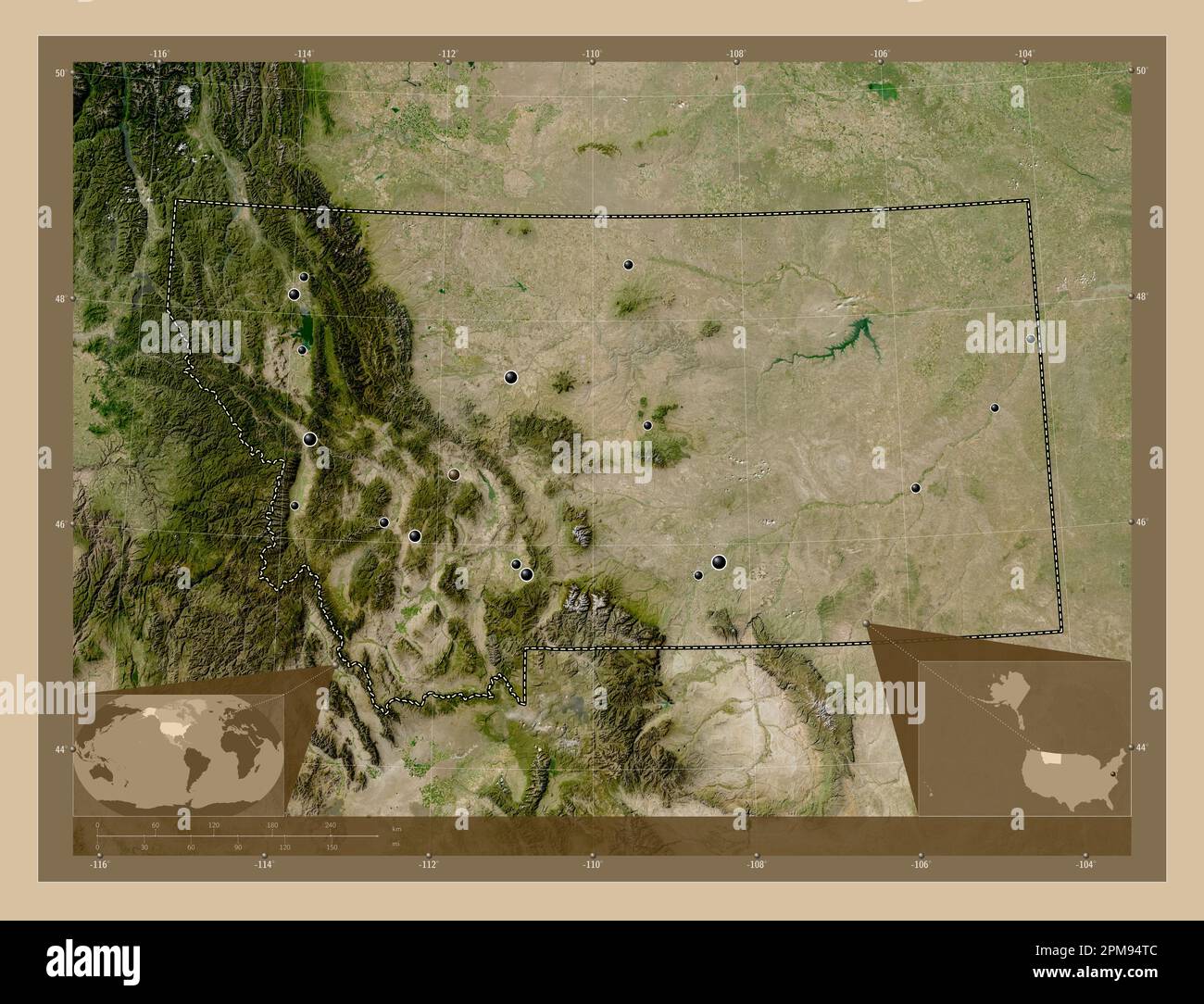 Montana, state of United States of America. Low resolution satellite ...