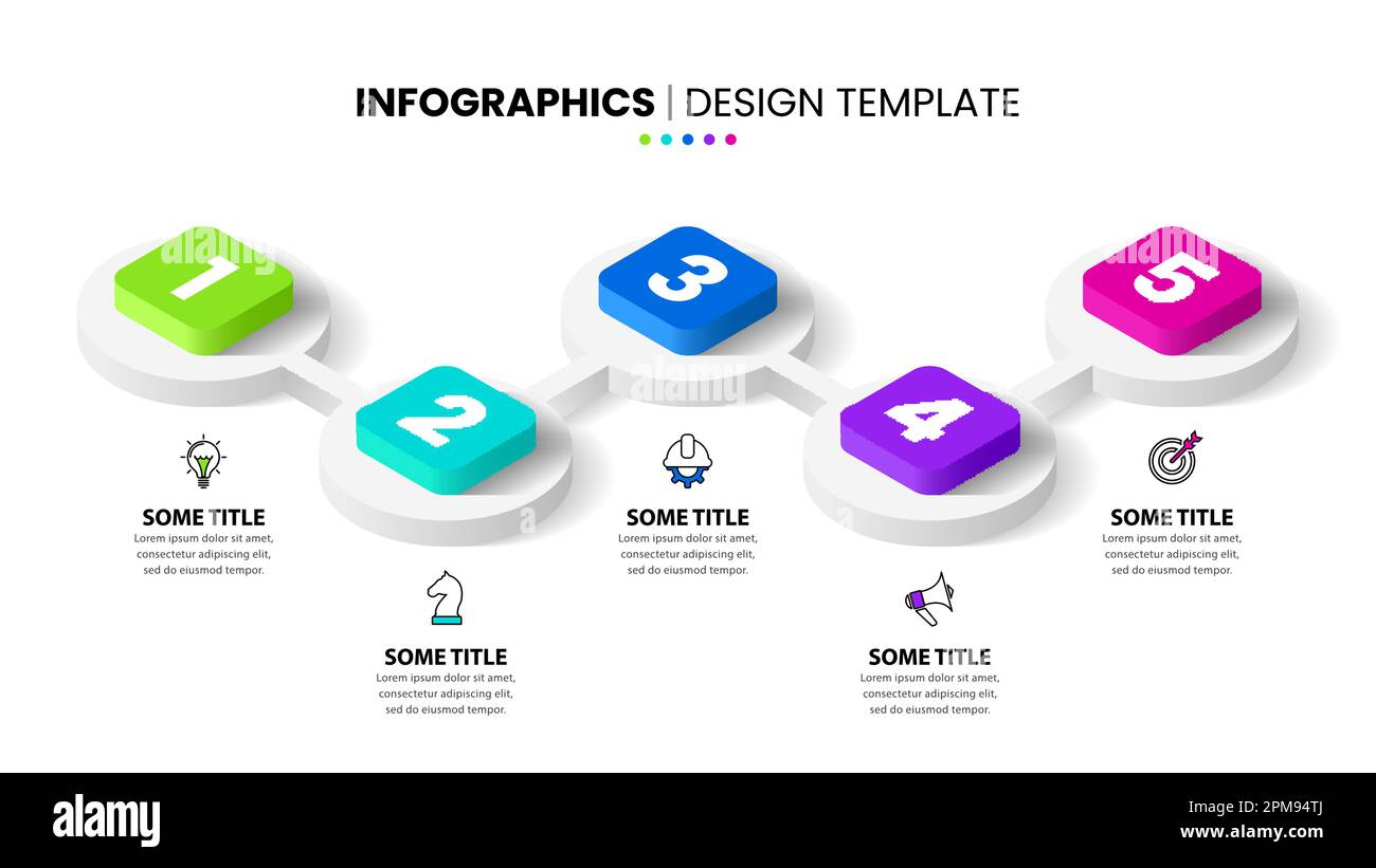 Infographic template with icons and 5 options or steps. Isometric line. Can be used for workflow ...