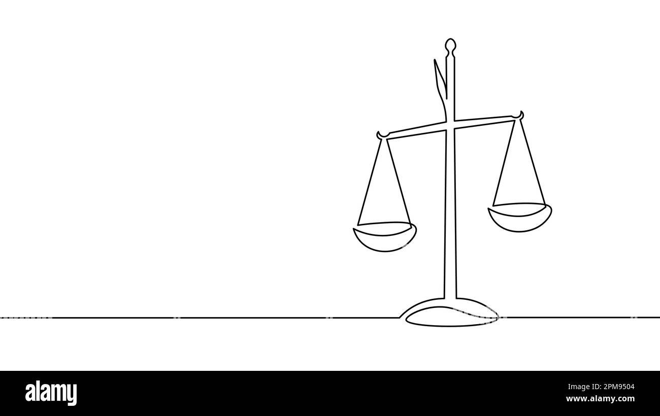 One line continuous judgment lawyer scale symbol concept. Crime ...