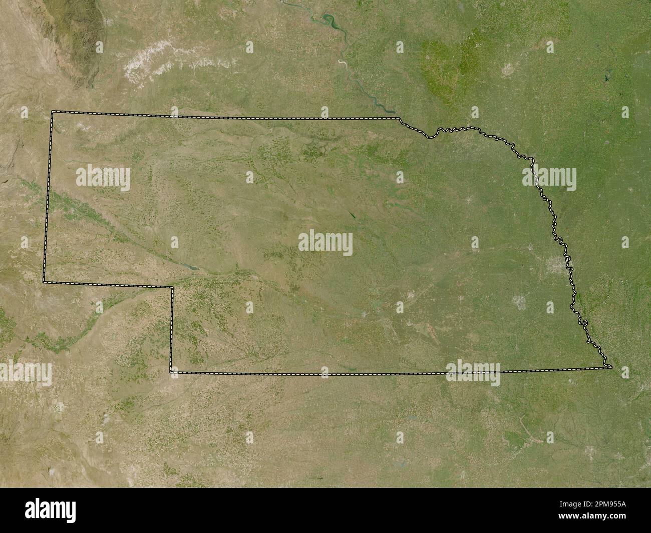 Nebraska, state of United States of America. Low resolution satellite ...