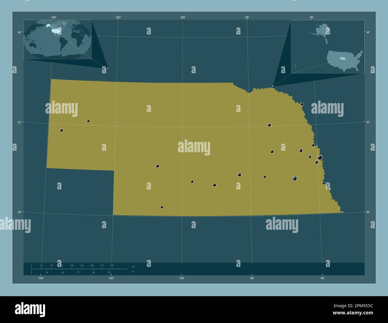Nebraska, state of United States of America. Solid color shape ...
